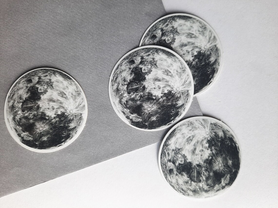 Moon Sticker 5x5cm Illustrated Vinyl Sticker | Etsy