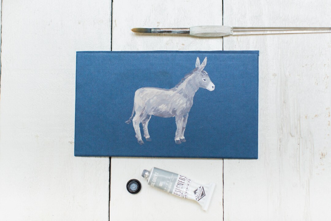 A Donkey - Original Gouache Painting on Book Cover - Etsy