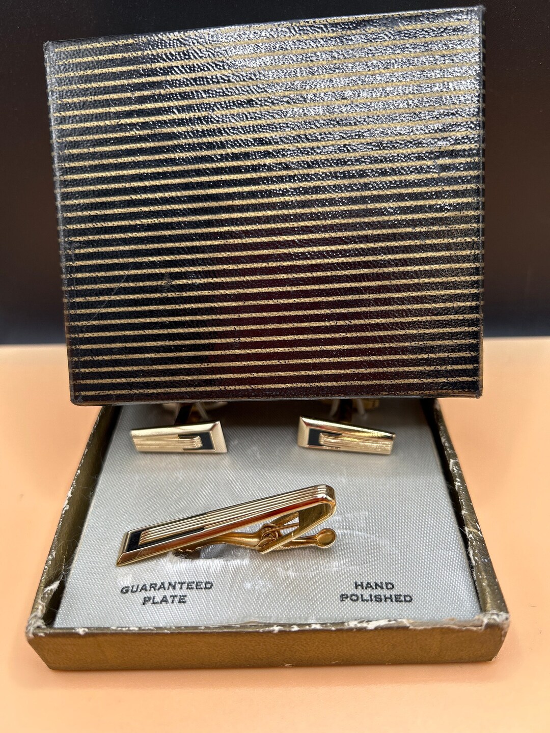 Vintage Swank Gold Tone Cuff Links and Tie Clasp Set - Foster - Etsy