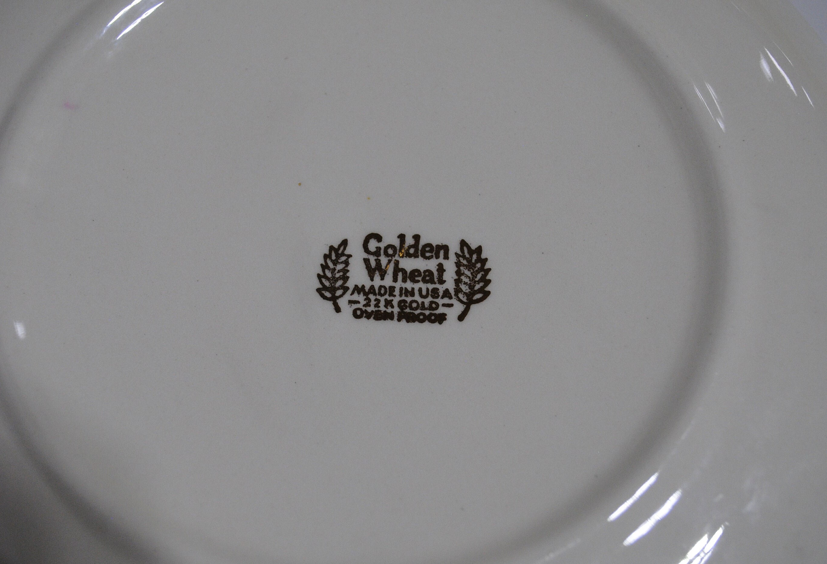 2 Golden Wheat Pattern Dishes 22k Gold Trim Dinner Plate and Salad ...