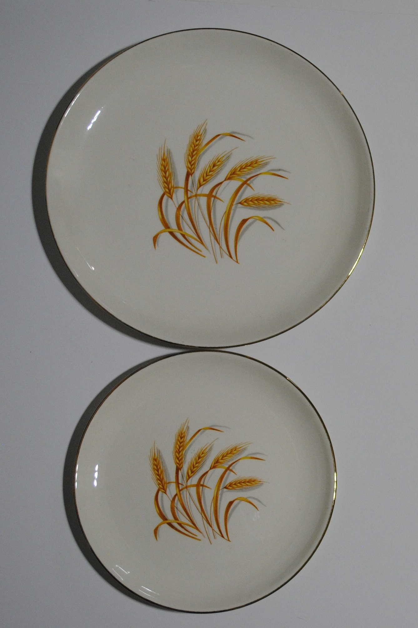 2 Golden Wheat Pattern Dishes 22k Gold Trim Dinner Plate and Salad ...