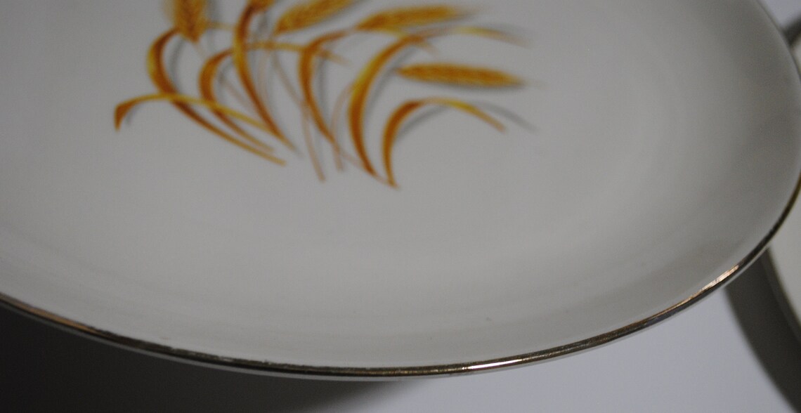 2 Golden Wheat Pattern Dishes 22k Gold Trim Dinner Plate and Salad ...