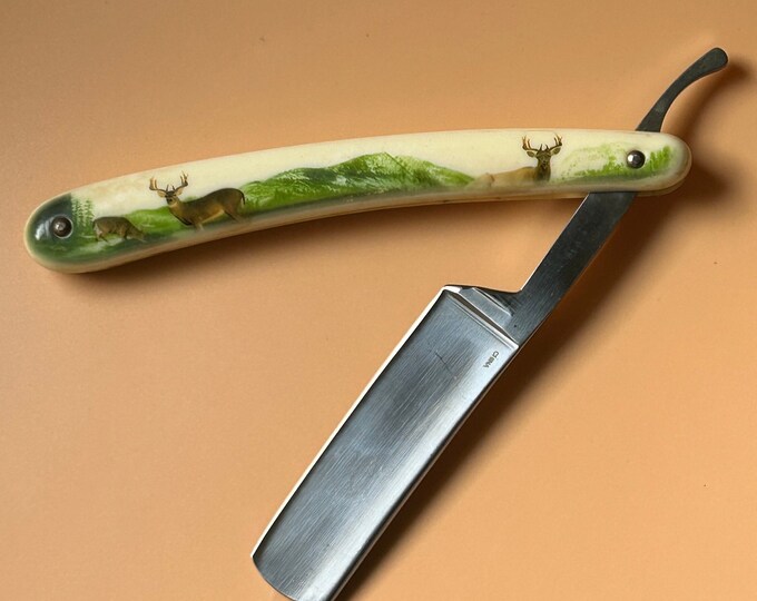 Vintage Folding Straight Razor With Deer on the Handle Made in China - Etsy