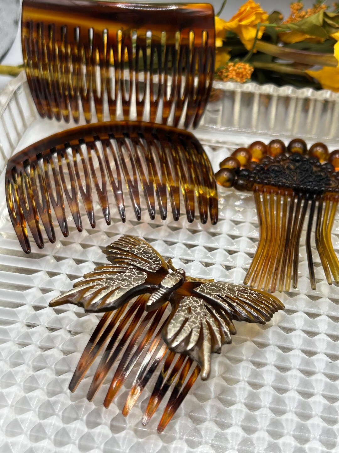 Vintage Dressy 1 Butterfly Shaped Hair Comb, 2 Tortoise Shell 2 1/2 ...