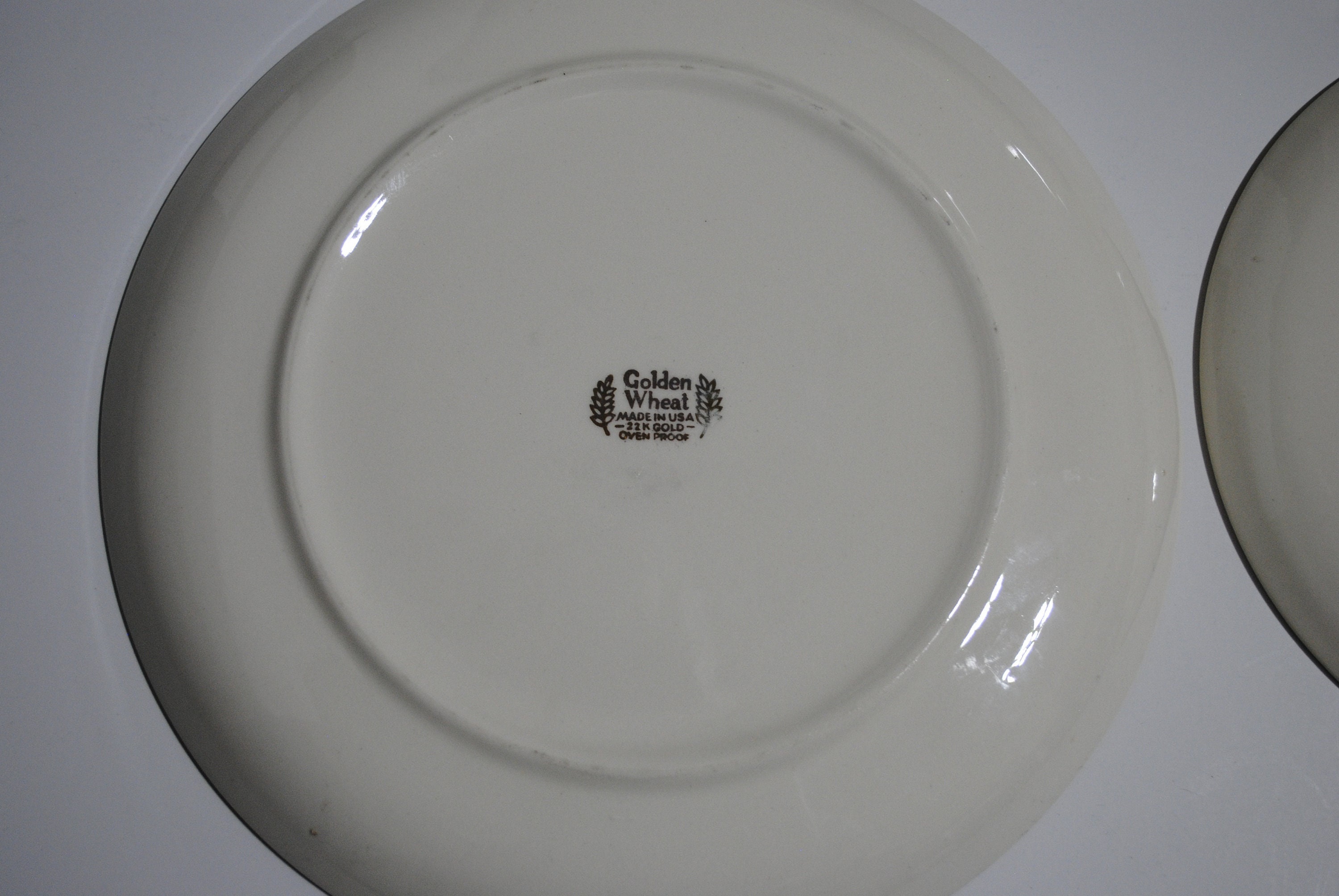 2 Golden Wheat Pattern Dishes 22k Gold Trim Dinner Plate and Salad ...