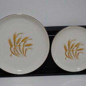 2 Golden Wheat Pattern Dishes 22k Gold Trim Dinner Plate and Salad ...