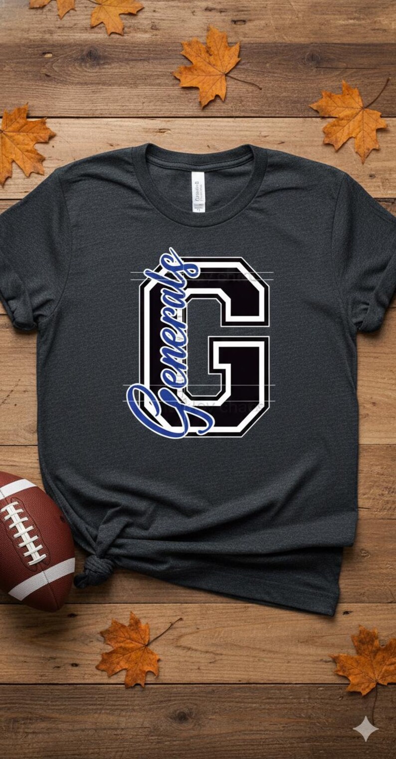 Generals Varsity Letter G SVG Sports Mascot Script Digital Cut File for ...