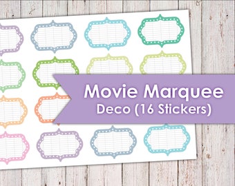 movie Printable Planner Stickers cinema Movie Night