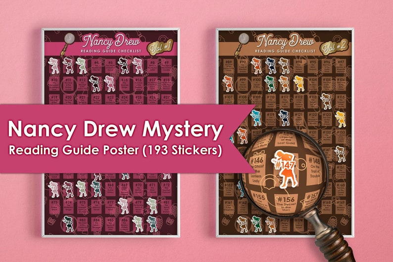 Nancy Drew Mystery Stories Reading Guide Checklist Posters + Sticker ...