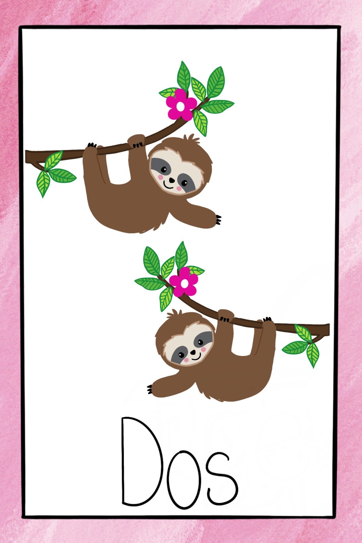 Sloth Number Flashcards in Spanish Sloth Número Flashcards En - Etsy