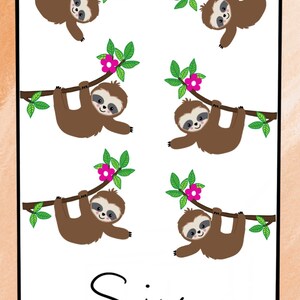 Sloth Number Flash Cards - Etsy