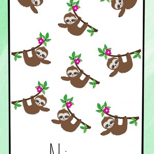 Sloth Number Flash Cards - Etsy