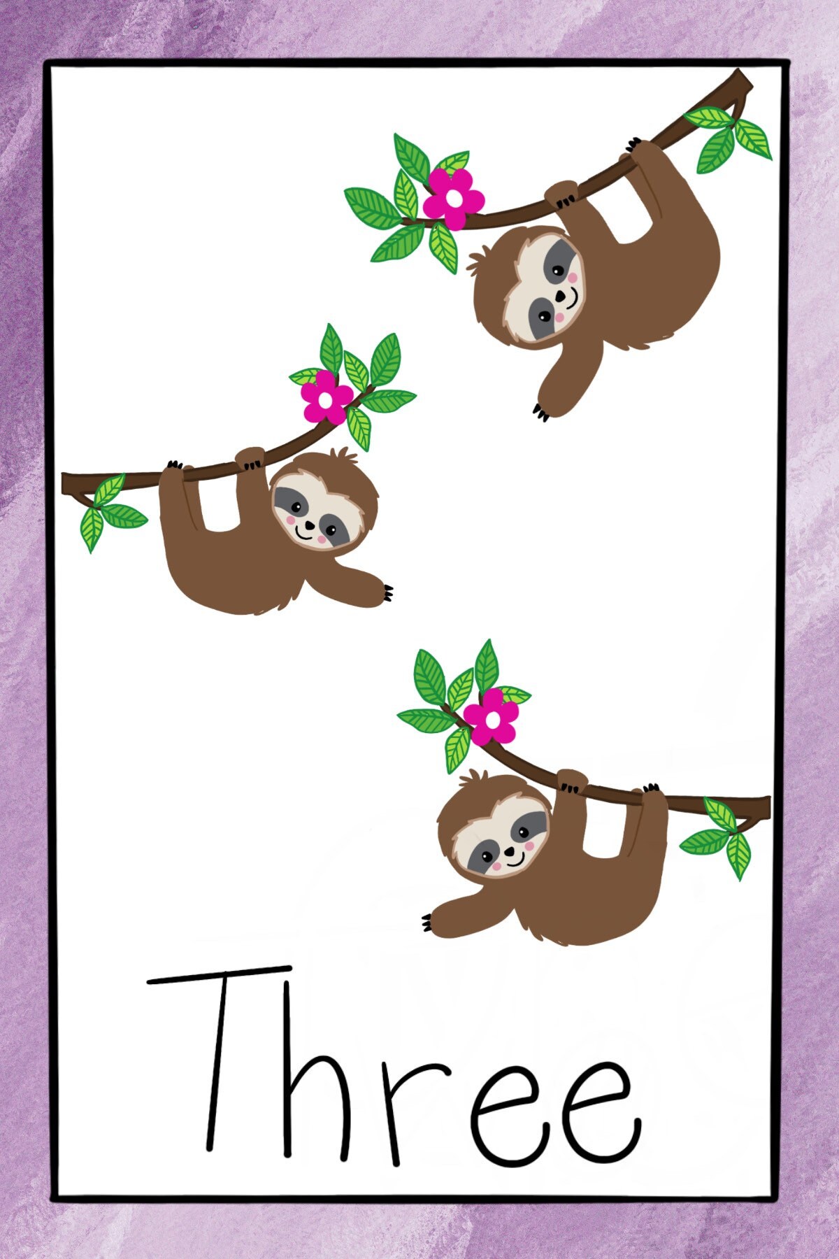 Sloth Number Flash Cards - Etsy