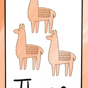 Llama Number Flash Cards - Etsy