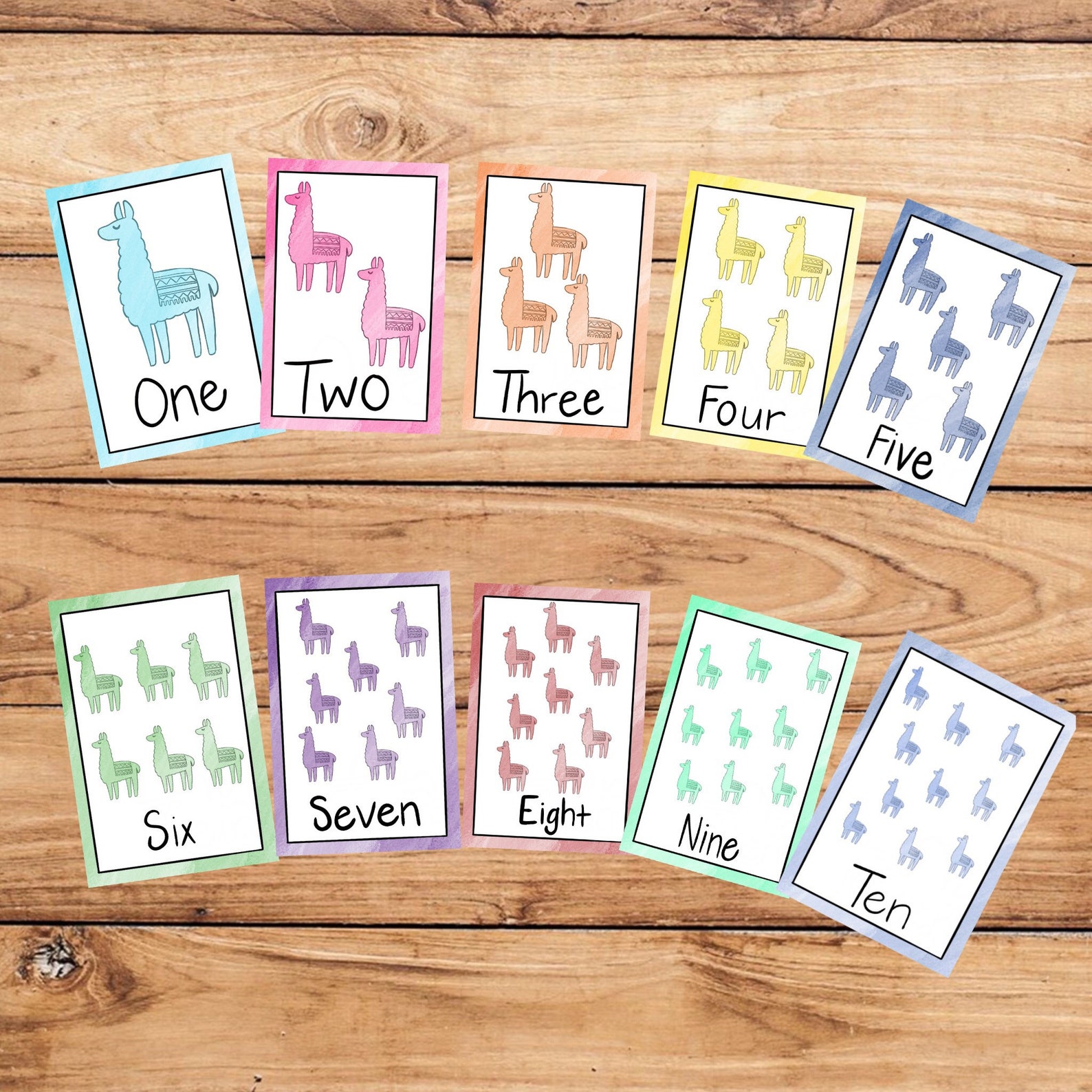 Llama Number Flash Cards - Etsy