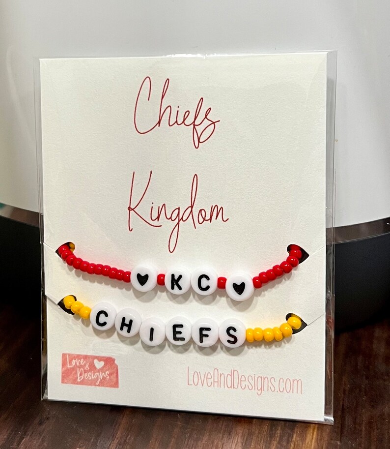 KC Chiefs Stretch Bracelet Chiefs Football Bracelet Bead Bracelet ...