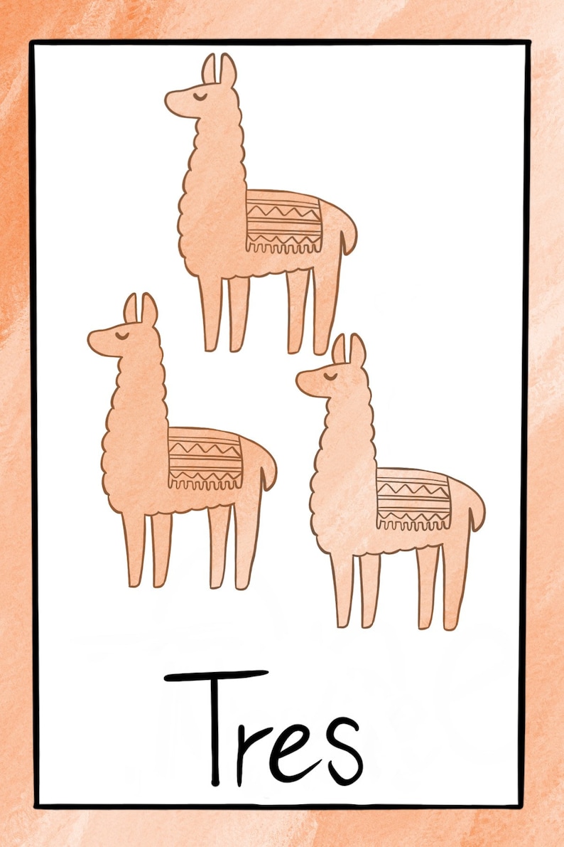 Llama Number Flashcards in Spanish, Llama Número Flashcards En Español ...