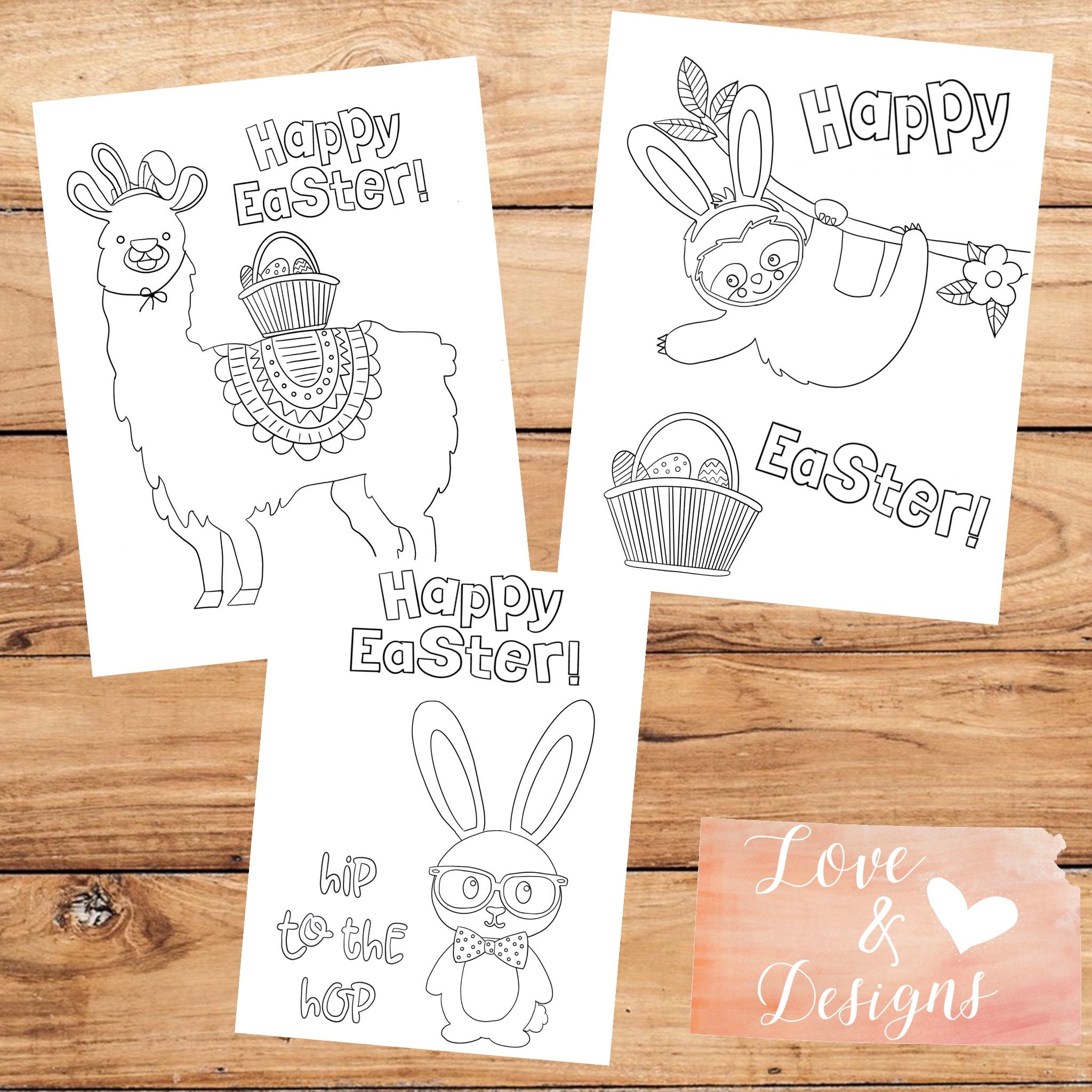 Printable Easter Coloring Pages, Hipster Easter Coloring Pages - Etsy