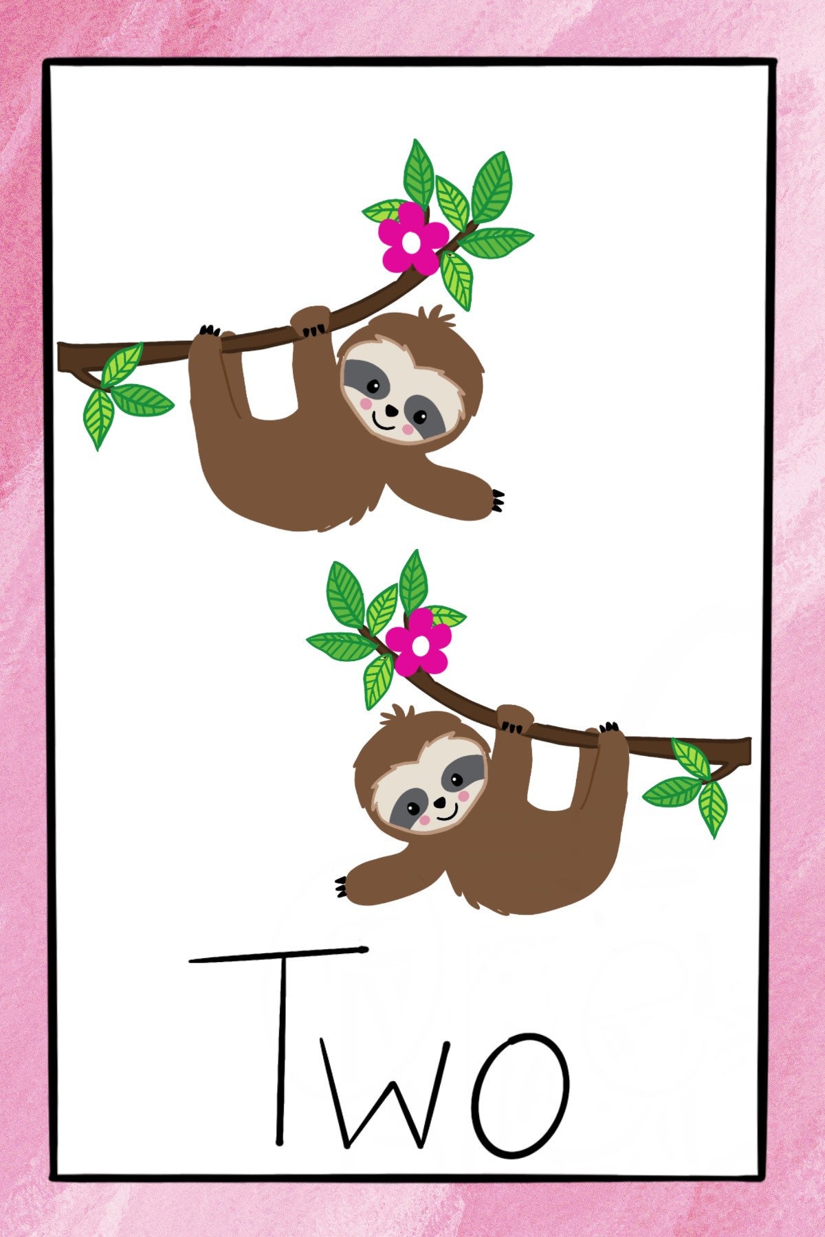 Sloth Number Flash Cards - Etsy