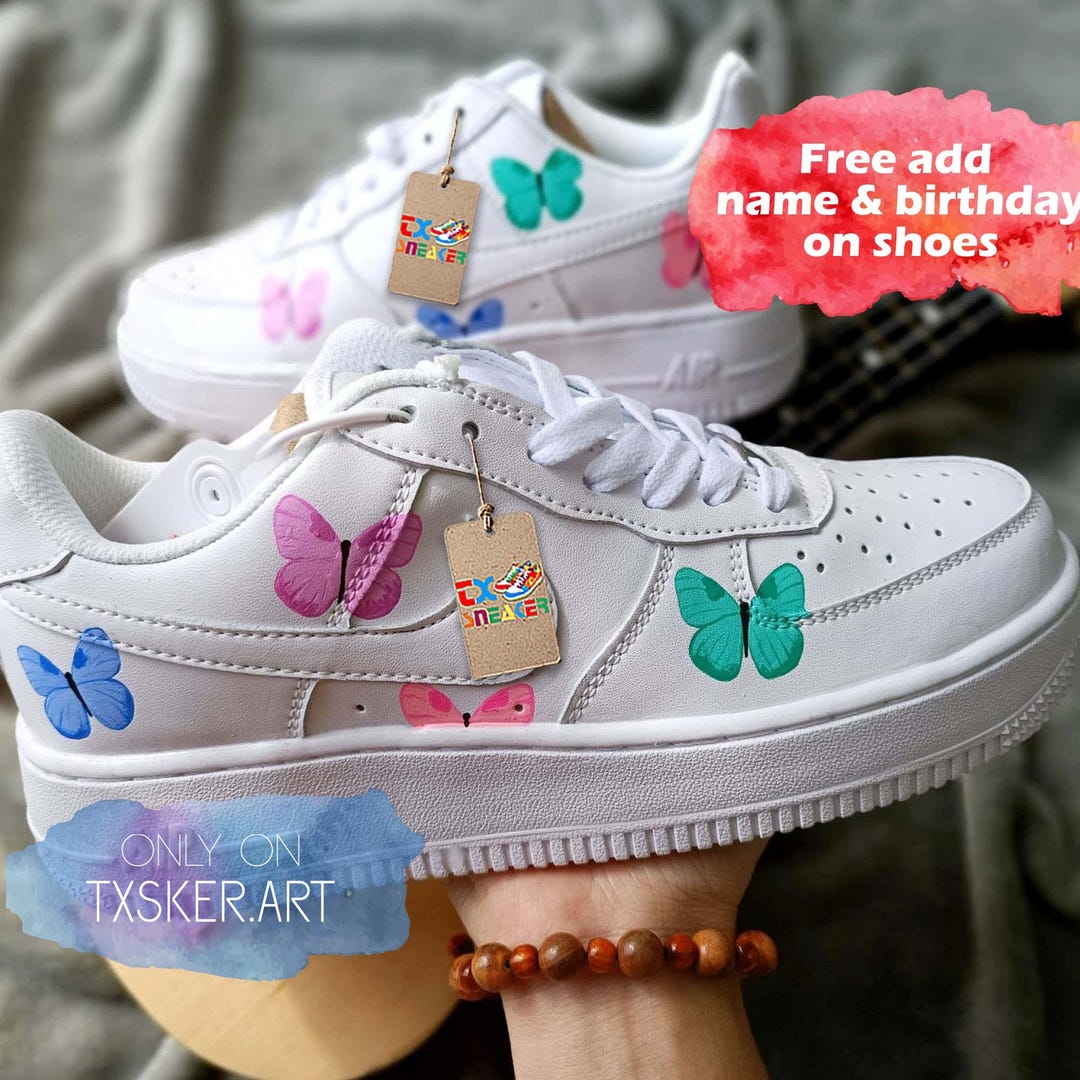 Butterfly Hand Painted Shoes, Custom Air Ones, Butterflies Custom Air ...