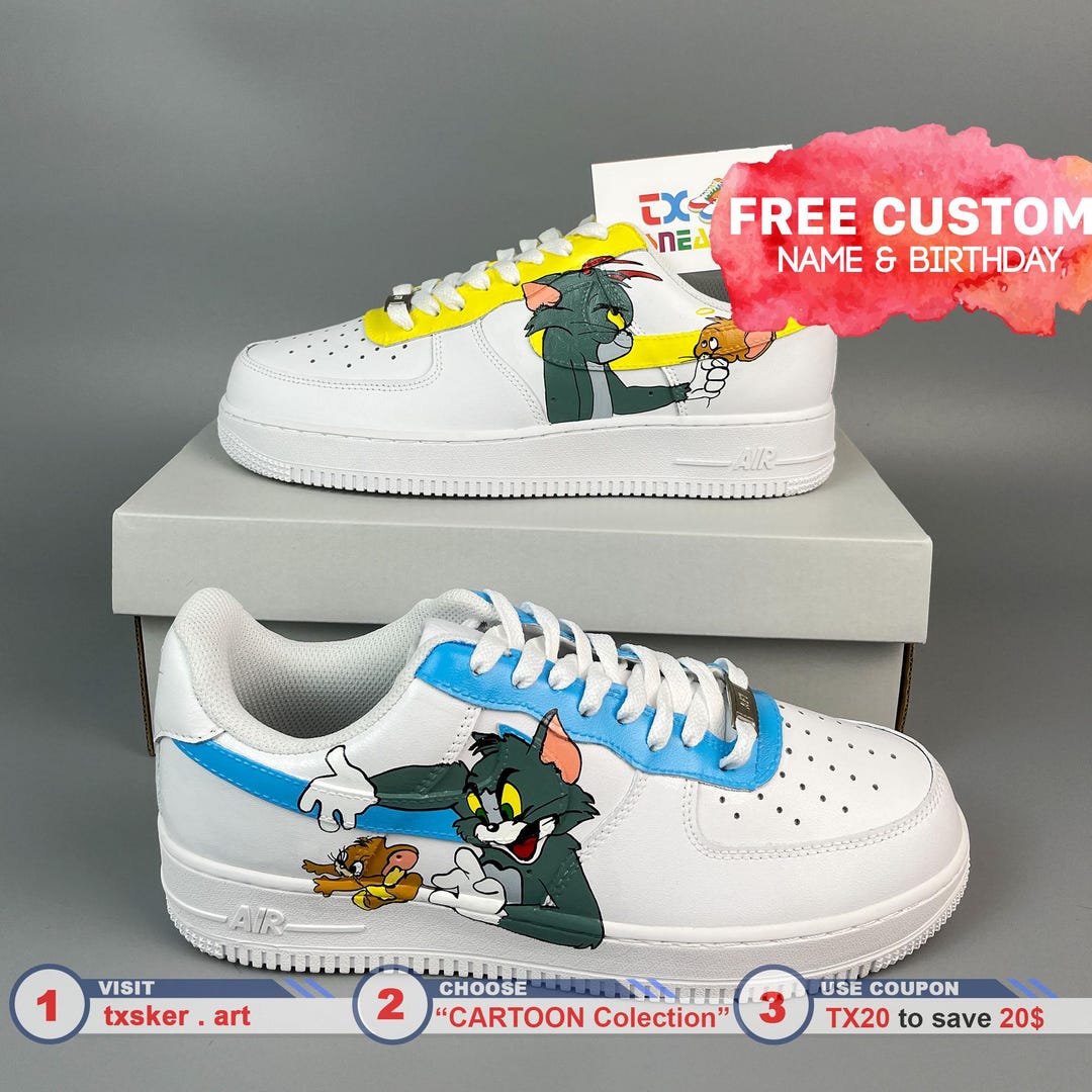 Custom Air Force 1, Custom Air Force 1 Women, Tom Jerry Custom Sneaker ...