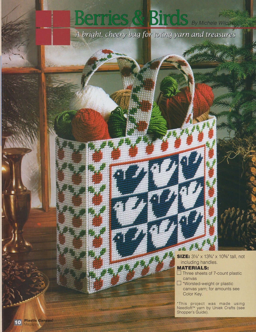 Vintage PDF Plastic Canvas Pattern - Berries and Birds - Etsy