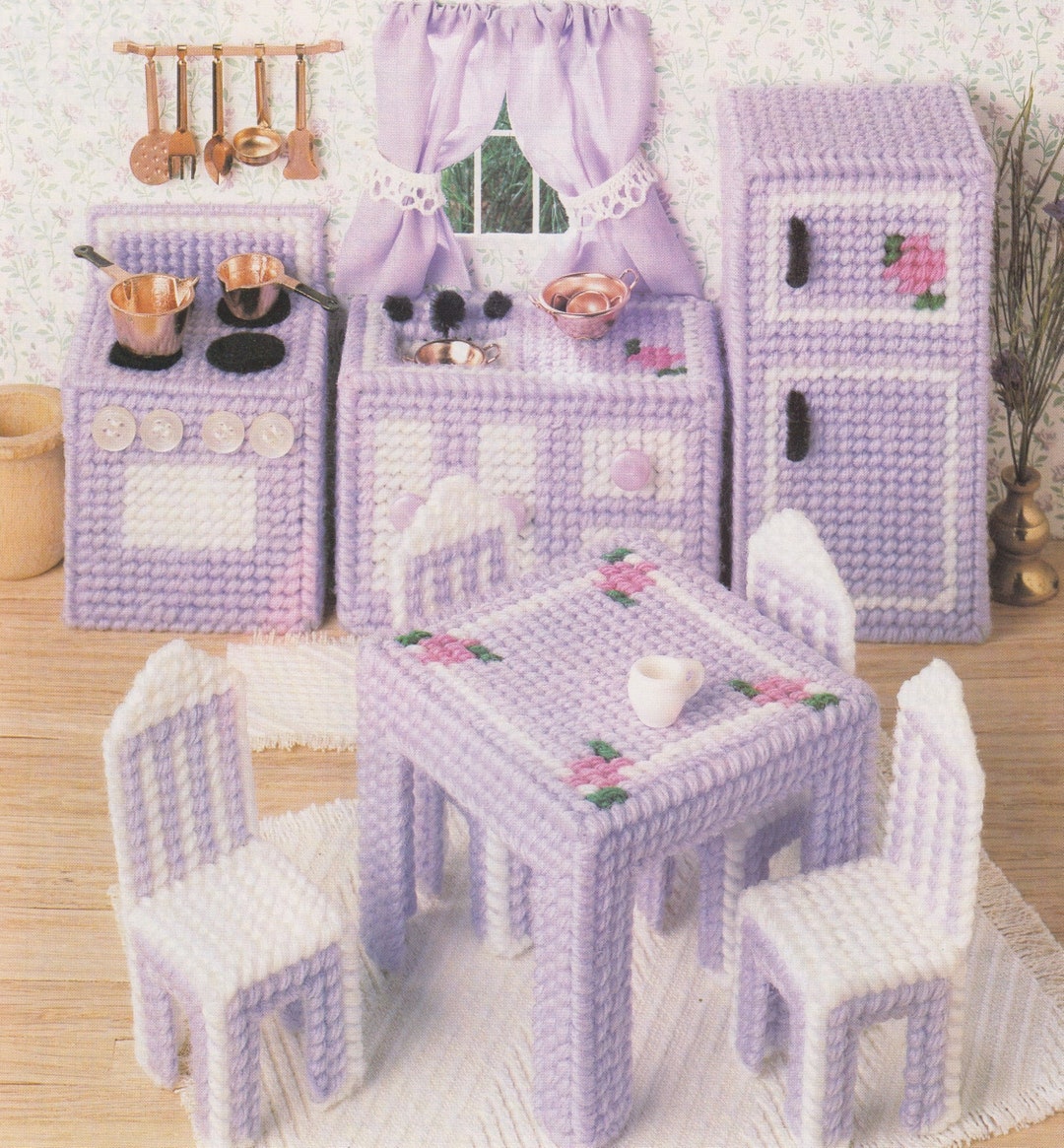 Plastic Canvas Vintage PDF Pattern - Dollhouse Kitchen - Etsy
