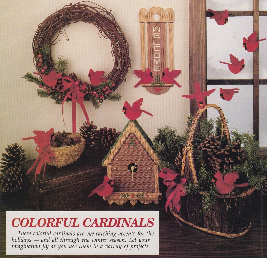 Plastic Canvas Vintage PDF Pattern - Colorful Cardinals - Etsy