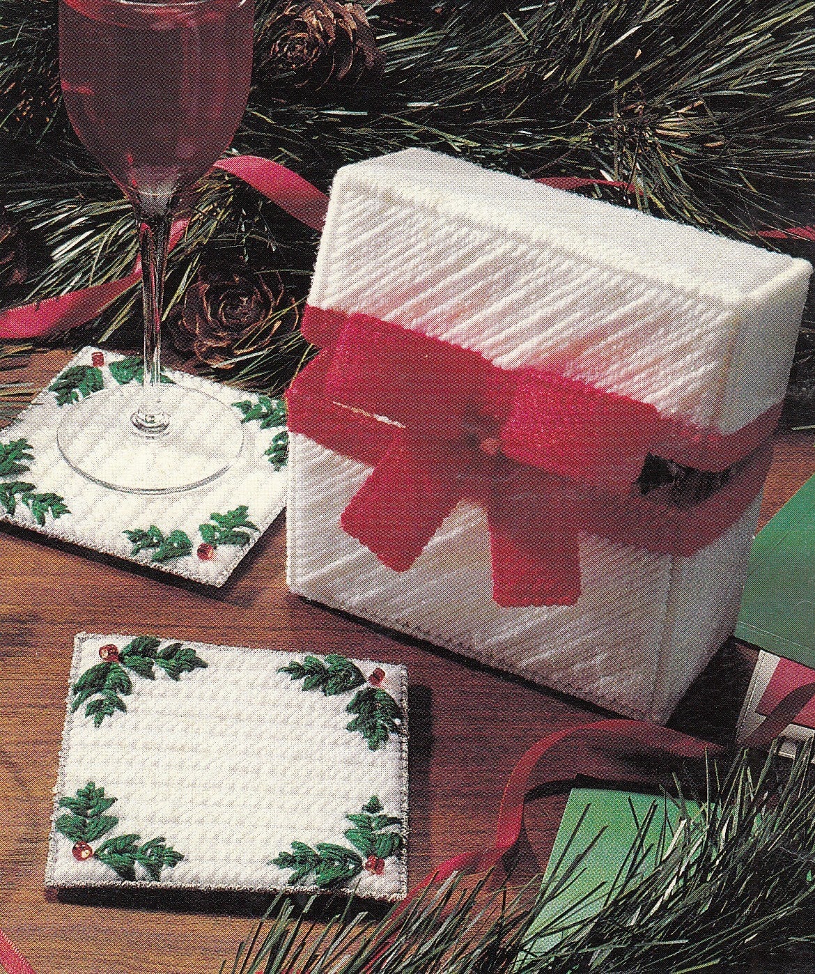 Vintage PDF Plastic Canvas Pattern Christmas Coaster Set - Etsy