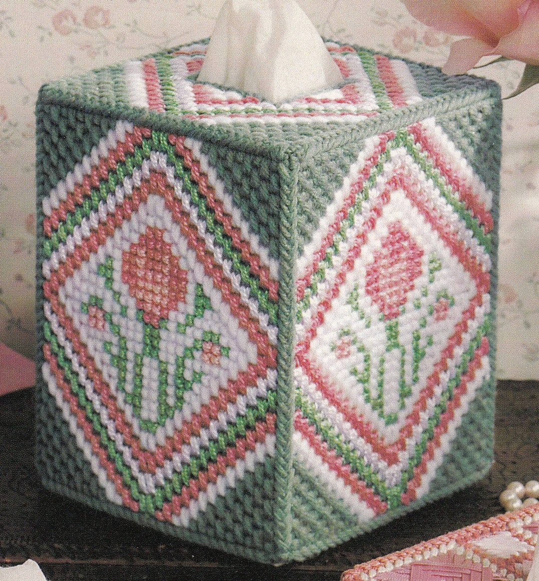 Vintage PDF Plastic Canvas Pattern - Rose Tissue Box Cover - Etsy