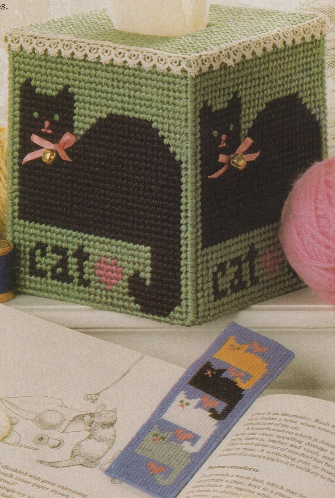 Vintage PDF Plastic Canvas Pattern - I Love Cats - Etsy