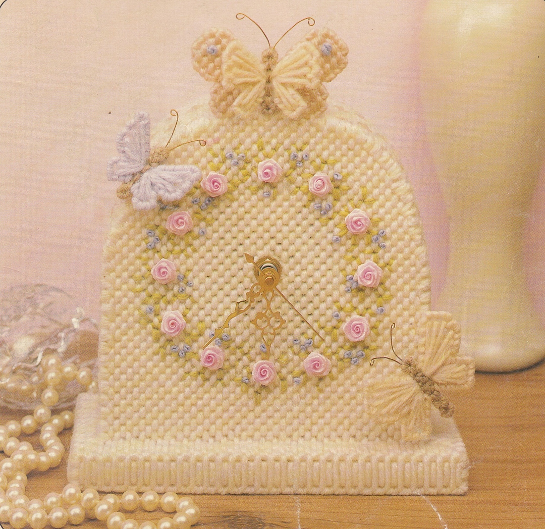 Vintage PDF Plastic Canvas Pattern - Butterfly Clock - Etsy