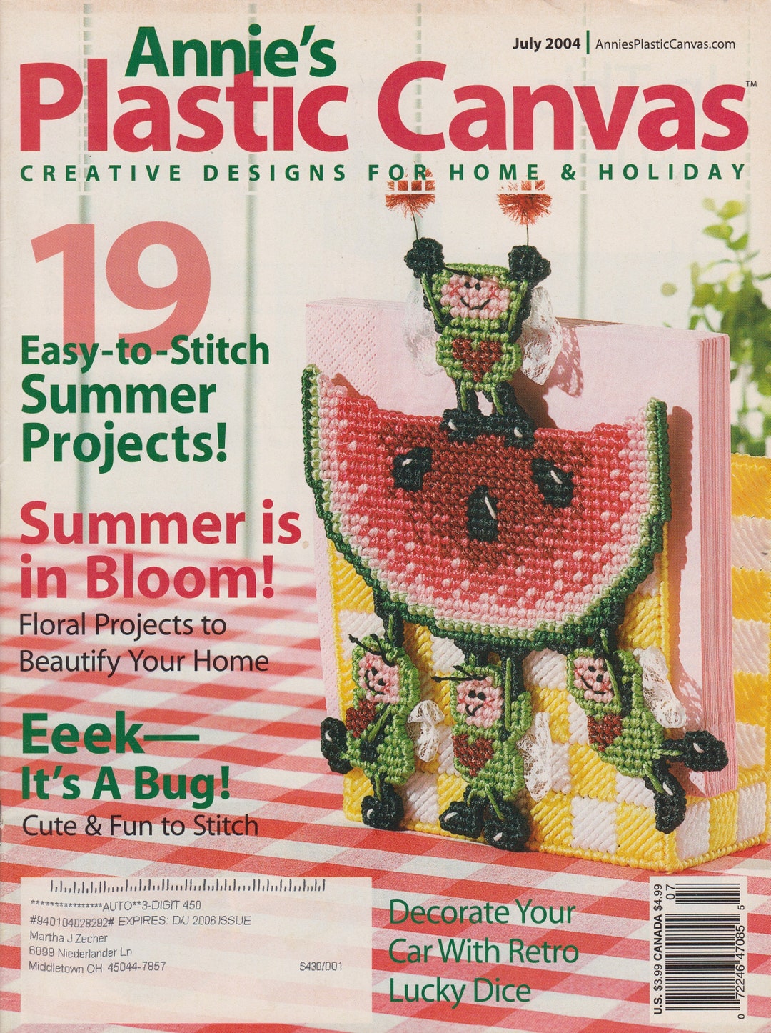 Annie's Plastic Canvas 93, July 2004 PRINT Plastic Canvas Pattern ...