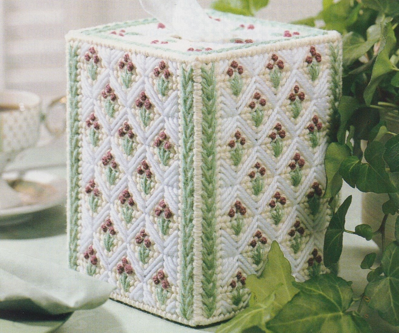 Plastic Canvas Vintage PDF Pattern - Spring Posies Tissue Topper - Etsy