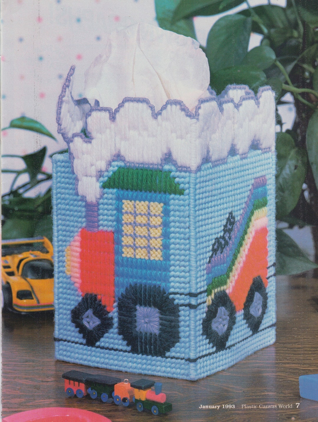 Plastic Canvas Vintage PDF Pattern - Train Tissue Box Cover - Etsy