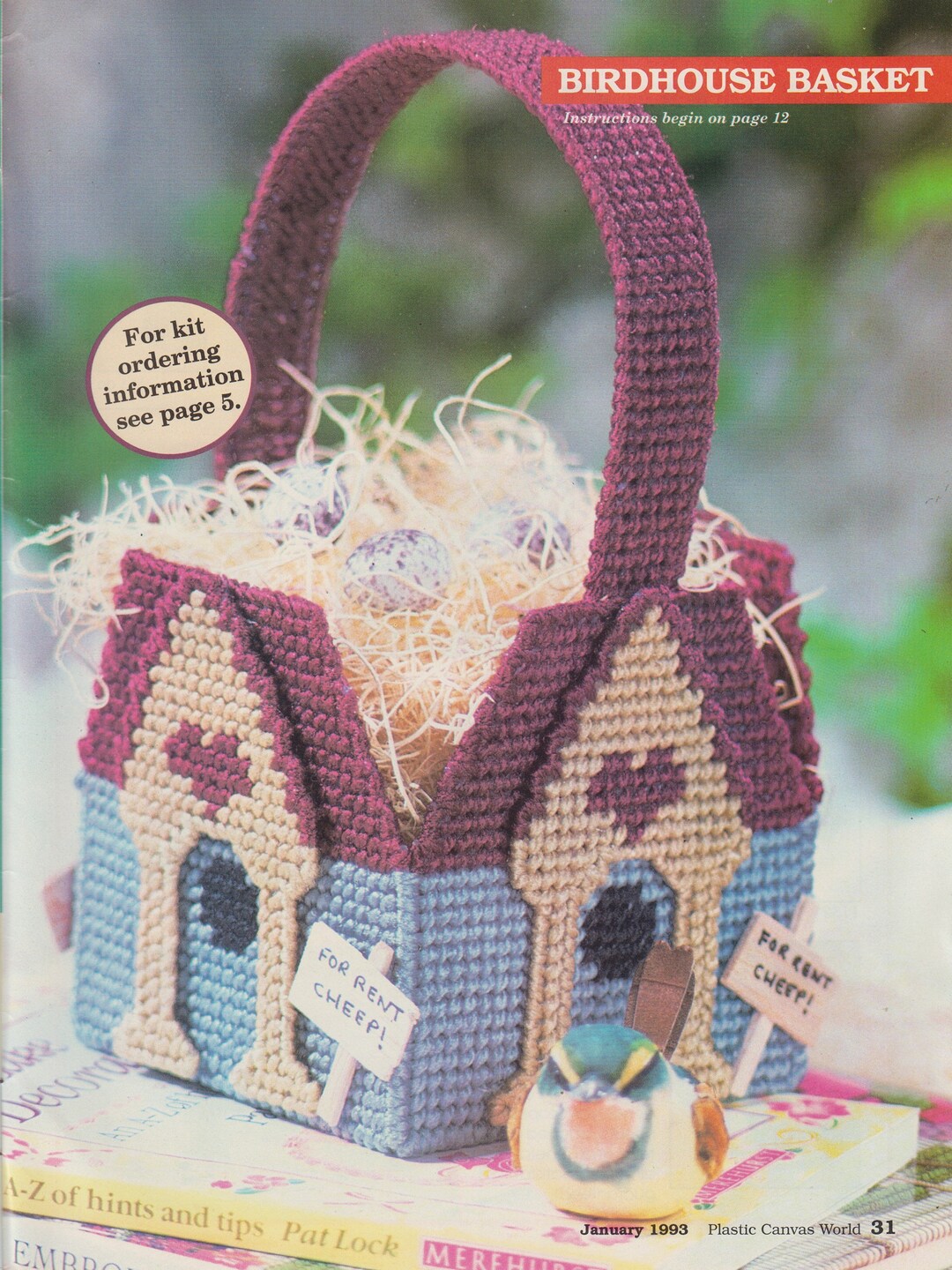 Plastic Canvas Vintage PDF Pattern - Birdhouse Basket - Etsy