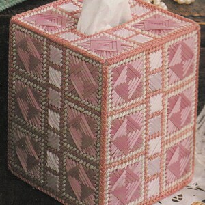 Vintage PDF Plastic Canvas Pattern - Waffle Stitch Tissue Box Cover - Etsy