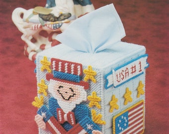 PATTERN: Stars and Stripes Tissue Box Cover in Plastic Canvas - Etsy