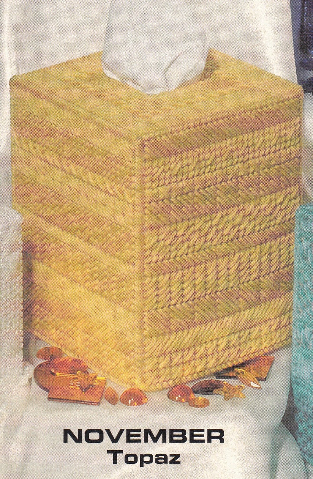 Vintage PDF Plastic Canvas Pattern - November Topaz Tissue Box Cover - Etsy