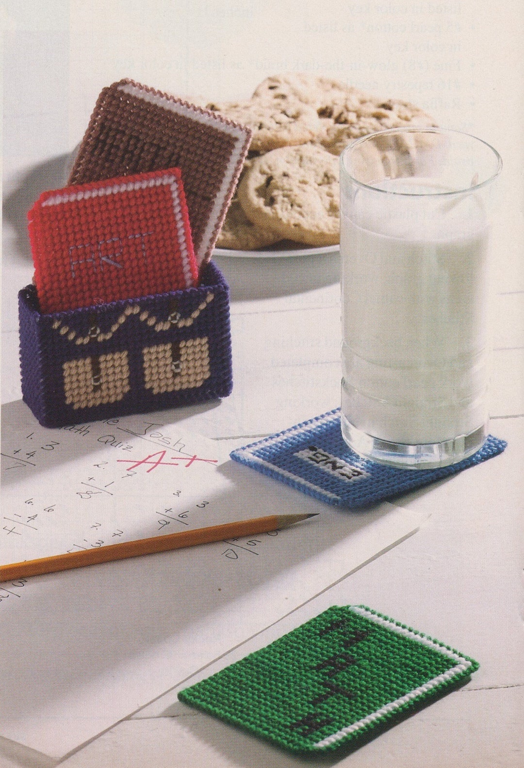 Vintage PDF Plastic Canvas Pattern - Book Bag Coasters - Etsy