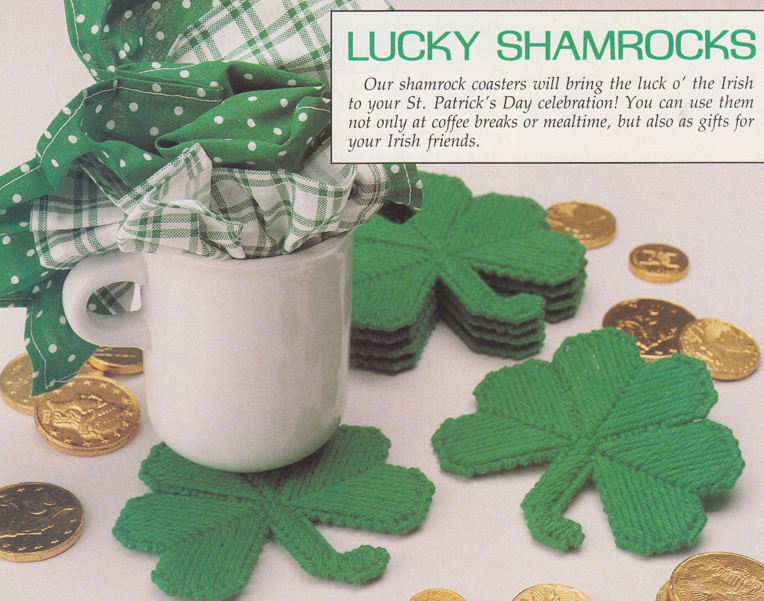 Plastic Canvas Vintage PDF Pattern Lucky Shamrocks - Etsy