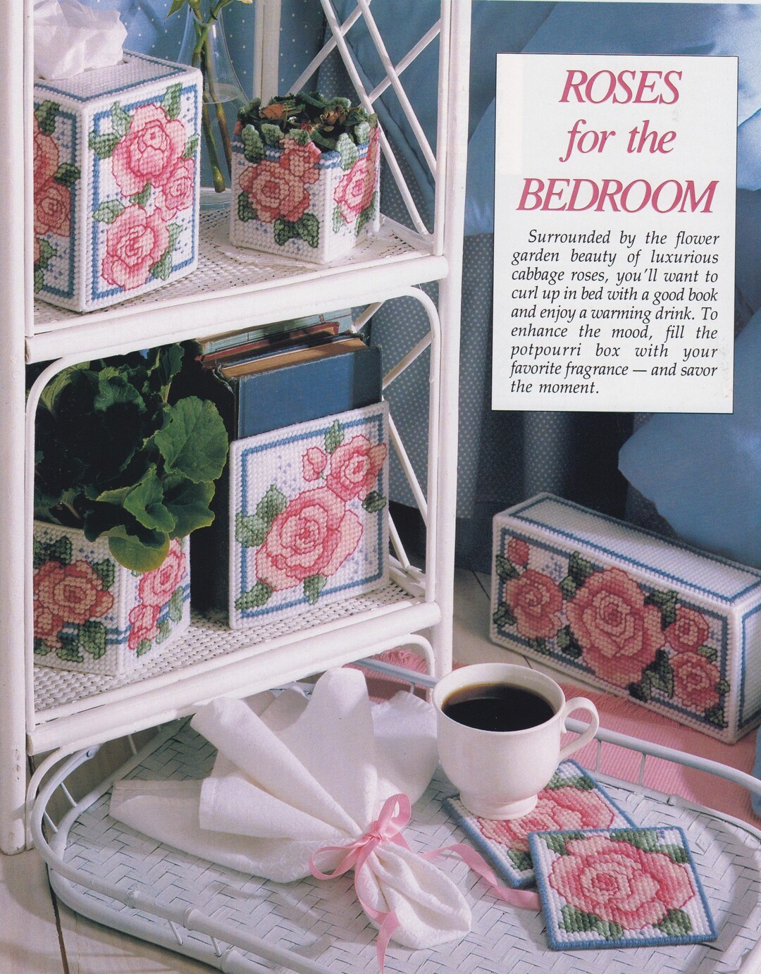 Plastic Canvas Vintage PDF Pattern - Roses for the Bedroom - Etsy
