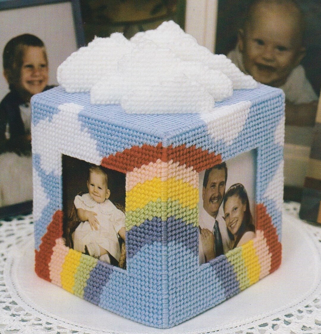 Plastic Canvas Vintage PDF Pattern - Rainbow Photo Cube - Etsy