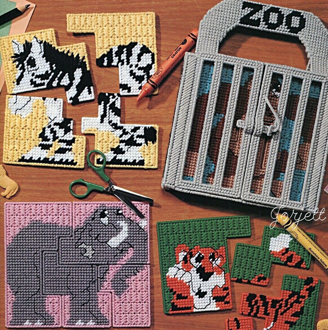 Vintage PDF Plastic Canvas Pattern Puzzles - Etsy