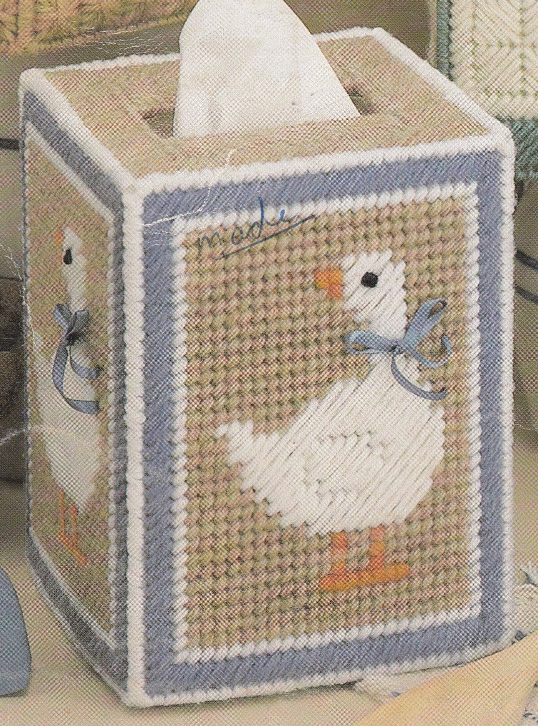 Vintage PDF Plastic Canvas Pattern - Country Goose Tissue Box Cover - Etsy
