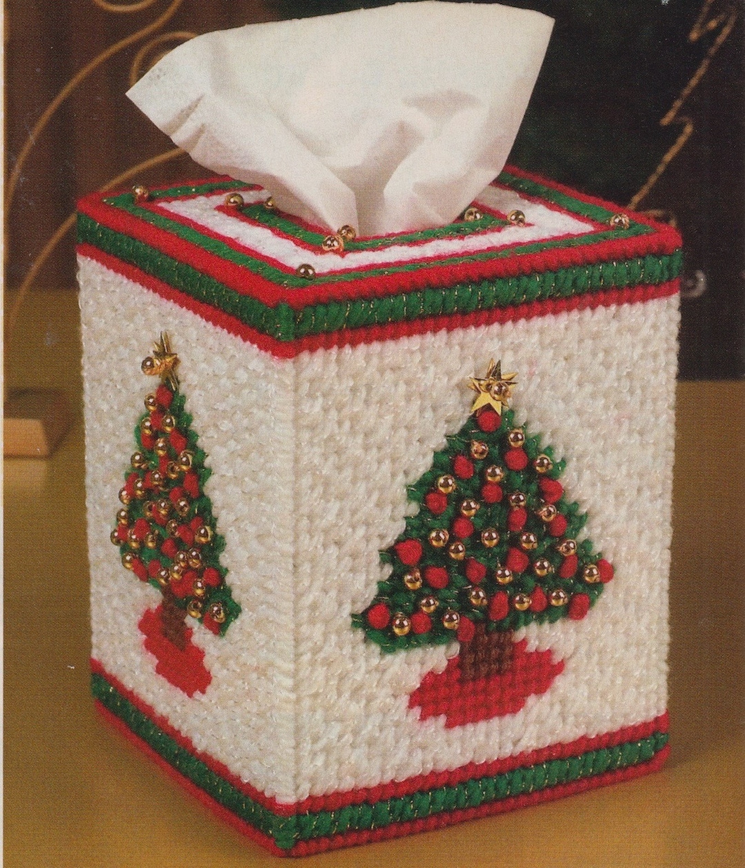 Vintage PDF Plastic Canvas Pattern - Christmas Tree Tissue Box Cover - Etsy