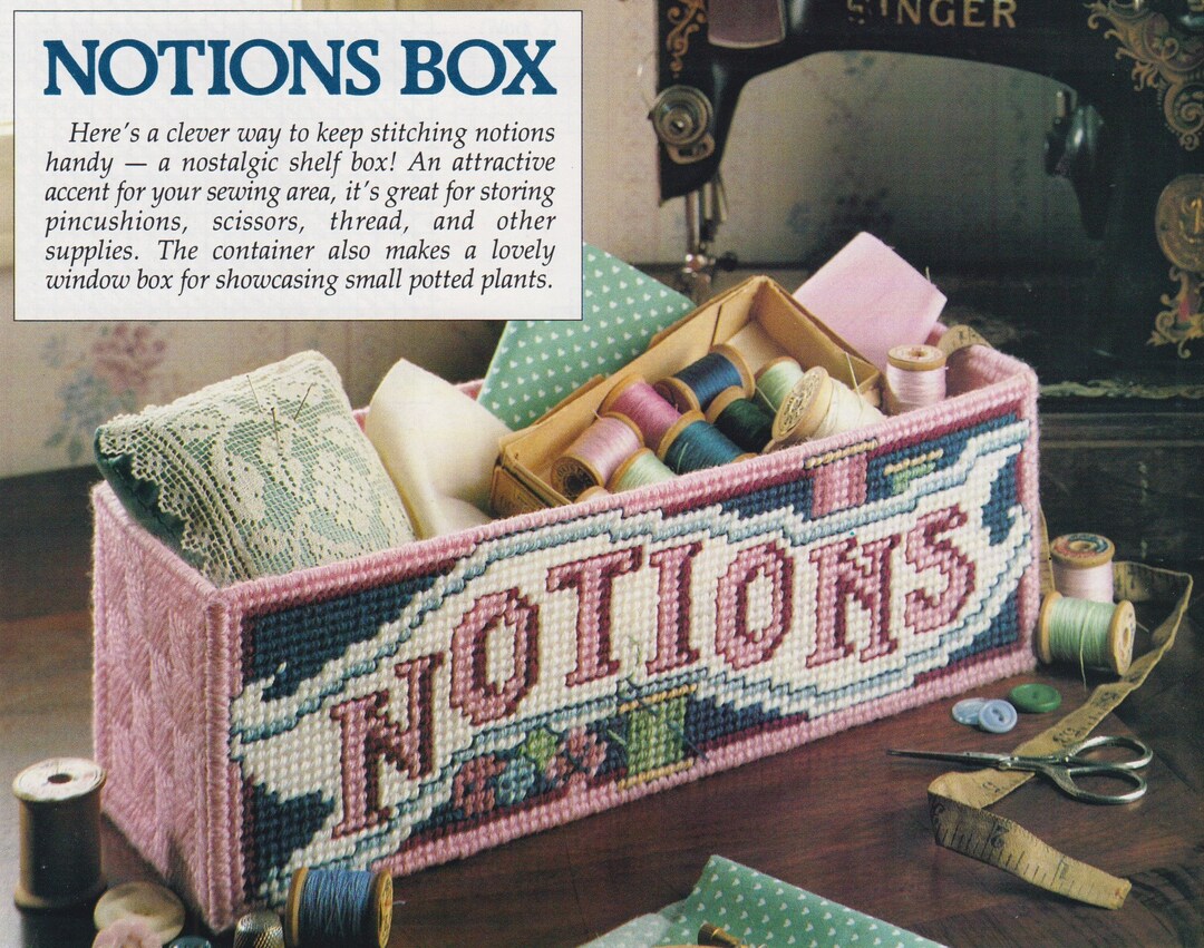 Plastic Canvas Vintage PDF Pattern - Notions Box - Etsy