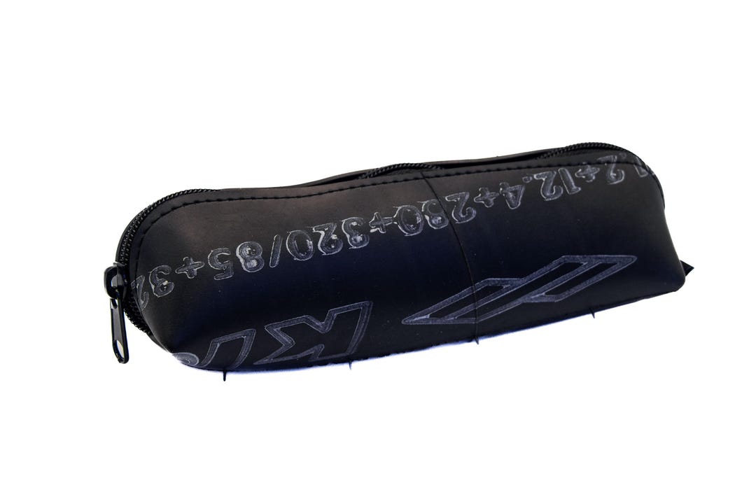 Recycled Inner Tube Pencil Case With Zipper, Vegan Rubber Pencil Case ...