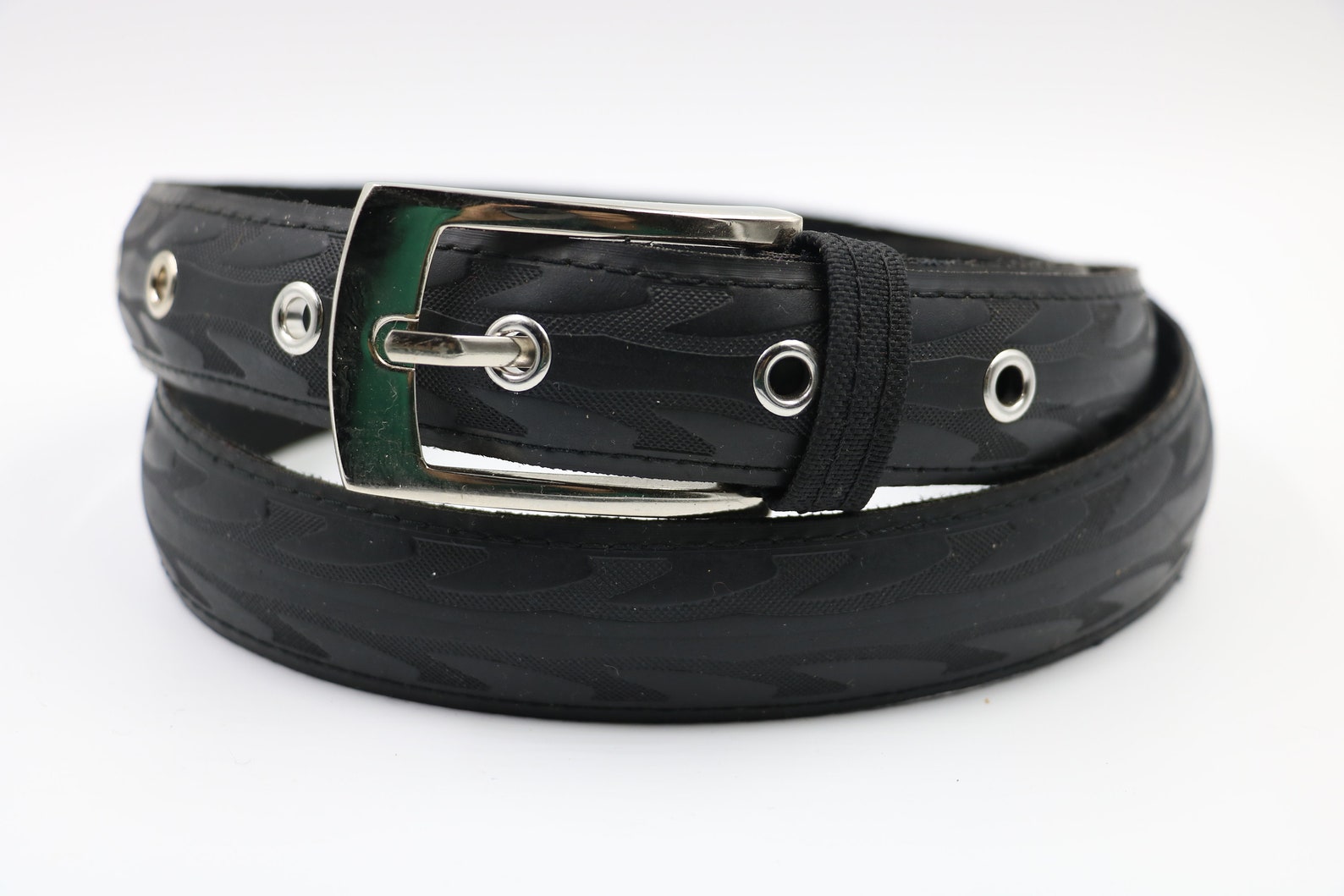 Black Lined Belt Made From Bicycle Tires, Recycled Tire Belt With Inner ...