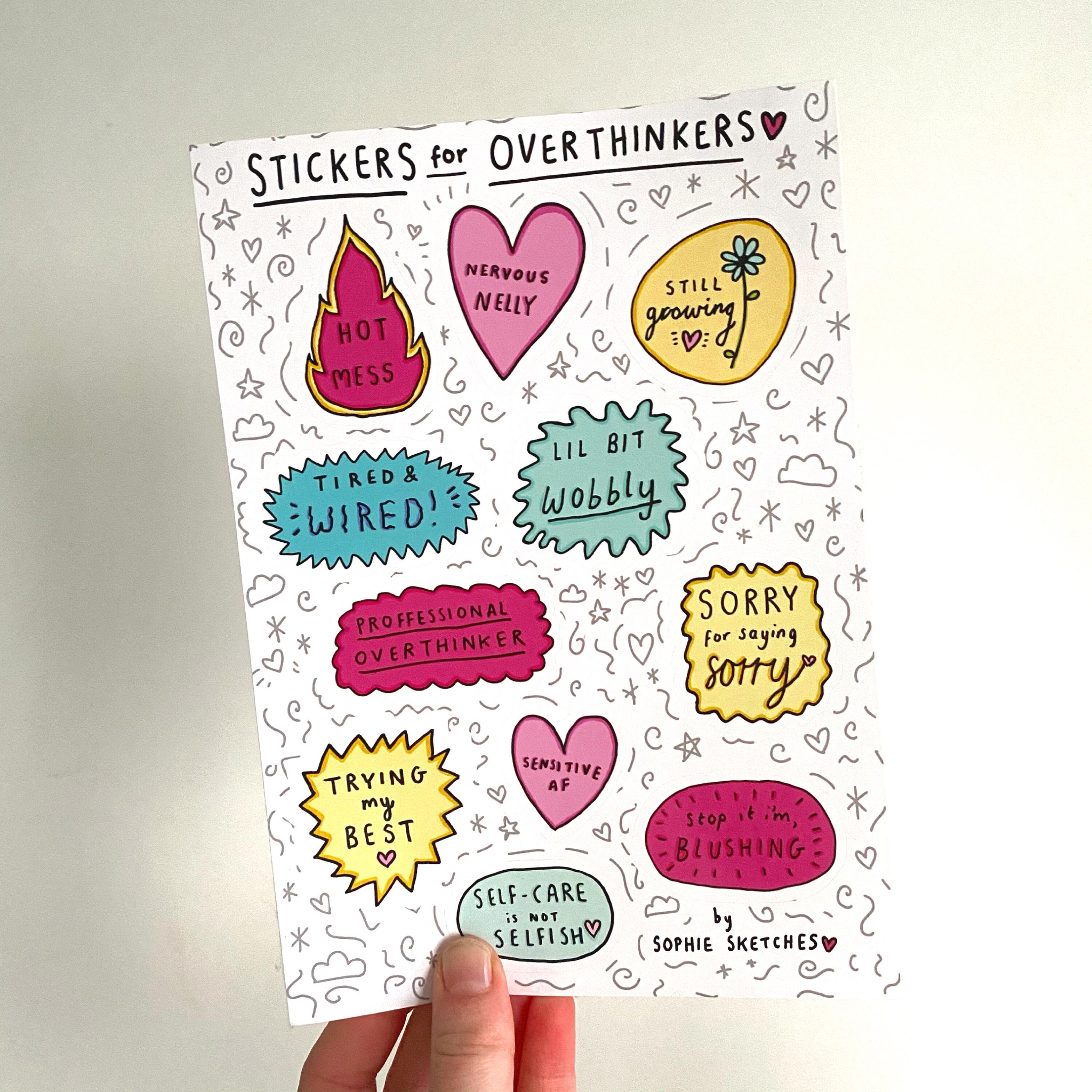 Stickers for Over Thinkers - Cute Sticker Sheet - Etsy UK